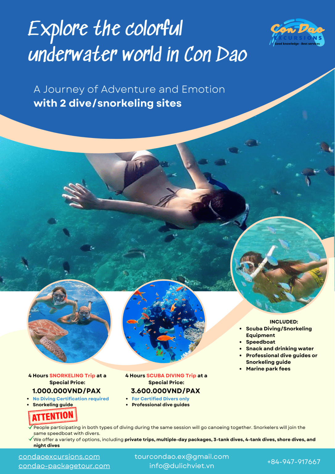 SNORKELING or SCUBA DIVING Trip – Con Dao Excursions | Con Dao Island ...