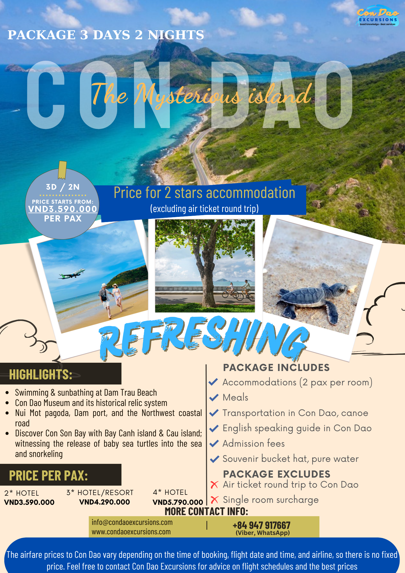 Package tour: Con Dao 3 days 2 nights by airplane – Con Dao Excursions ...